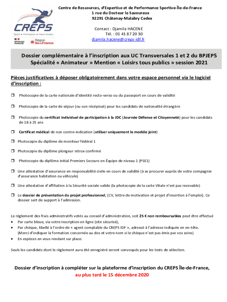 Remplissable En Ligne Centre de Ressources, dExpertise et de Performance Sportive-le-de-France ...