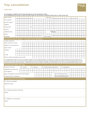 Fillable Online Claim form - trip cancellation Fax Email Print - pdfFiller