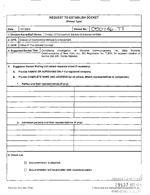 Fillable Online 1 Docket No.: 1 0-7 46 - Florida Public Service Commission Fax Email Print ...