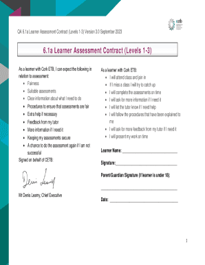 Fillable Online 6.1a Learner Assessment Contract (Levels 1-3) Fax Email ...