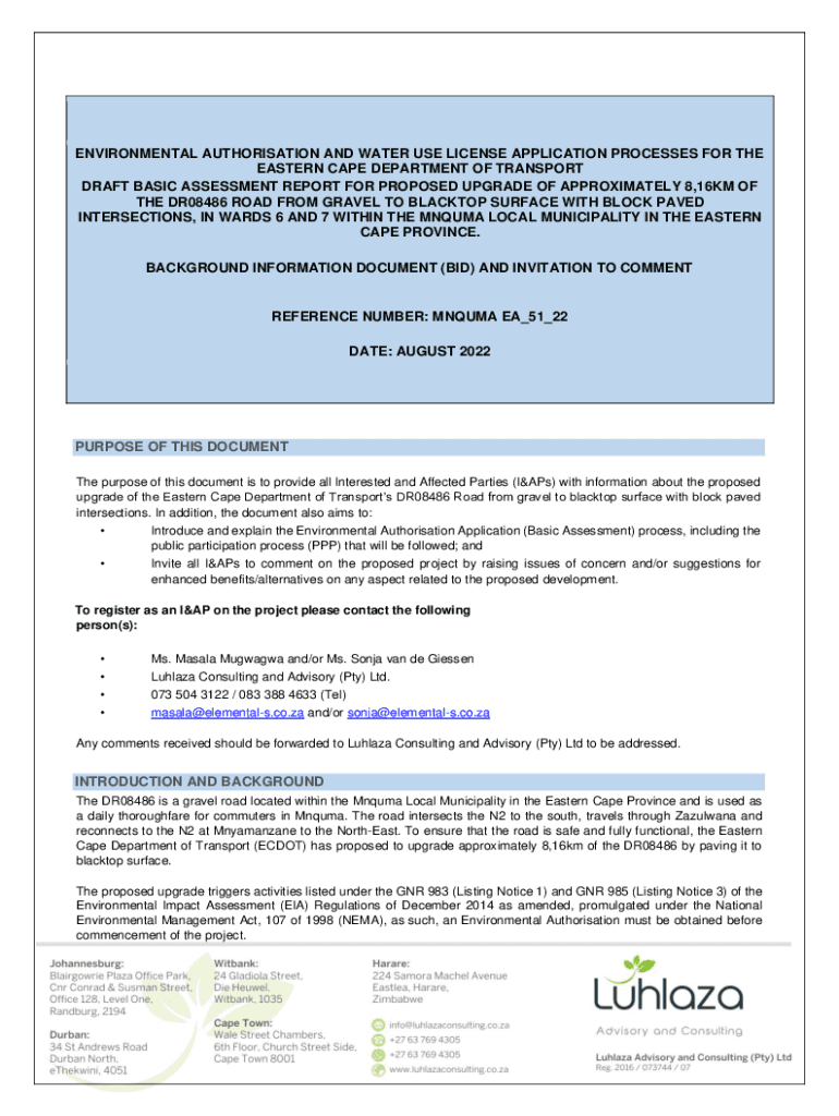 Fillable Online environmental authorisation and water use license ...