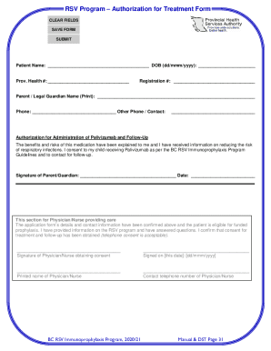 Fillable Online Respiratory Syncytial Virus (RSV) Prophylaxis for High ...