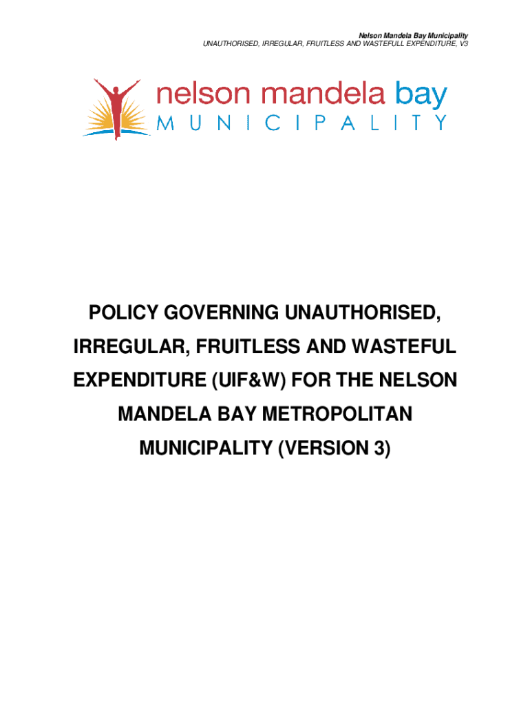 Fillable Online Policy Governing Unauthorised, Irregular, Fruitless and ...