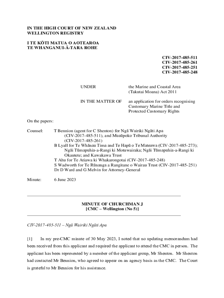 Fillable Online Takutai moana: Customary rights in the marine and ...