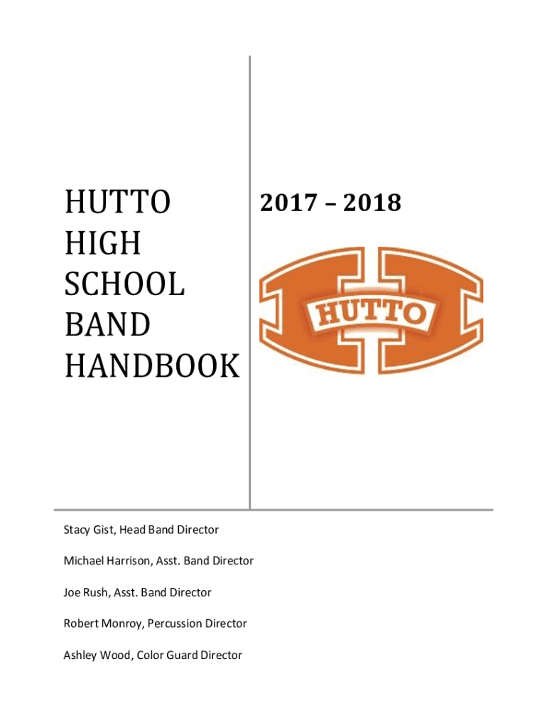 Fillable Online HUTTO HIGH SCHOOL BAND HANDBOOK Fax Email Print - pdfFiller