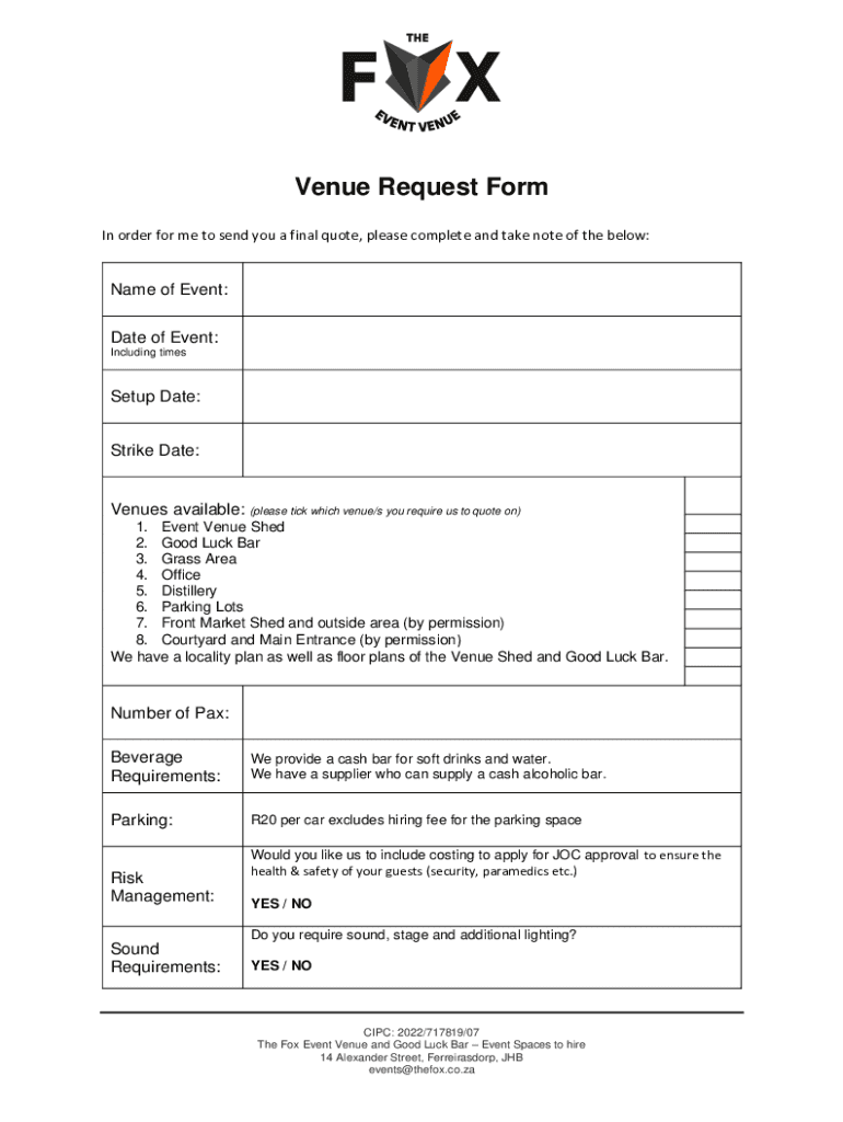 Fillable Online Event Planning Quote Form Template Fax Email Print ...