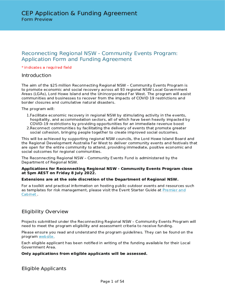 Fillable Online Reconnecting Regional NSW - Community Events Program - Application Form and ...