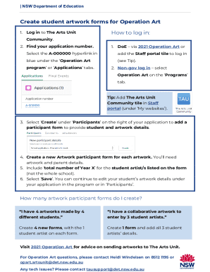 Fillable Online Create student artwork forms for Operation Art How to ...