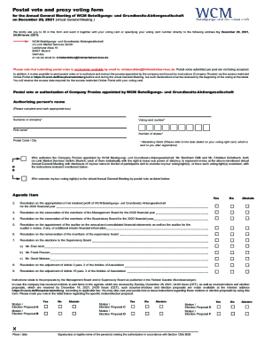 Fillable Online Postal vote and proxy voting form Fax Email Print ...
