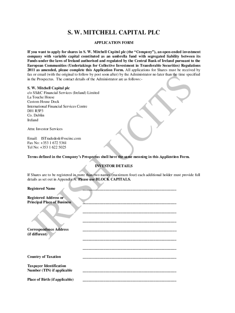 Fillable Online Odey Asset Management in talks with SW Mitchell over ...