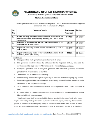 Fillable Online Quotation Notice Rate Contract Fax Email Print - pdfFiller