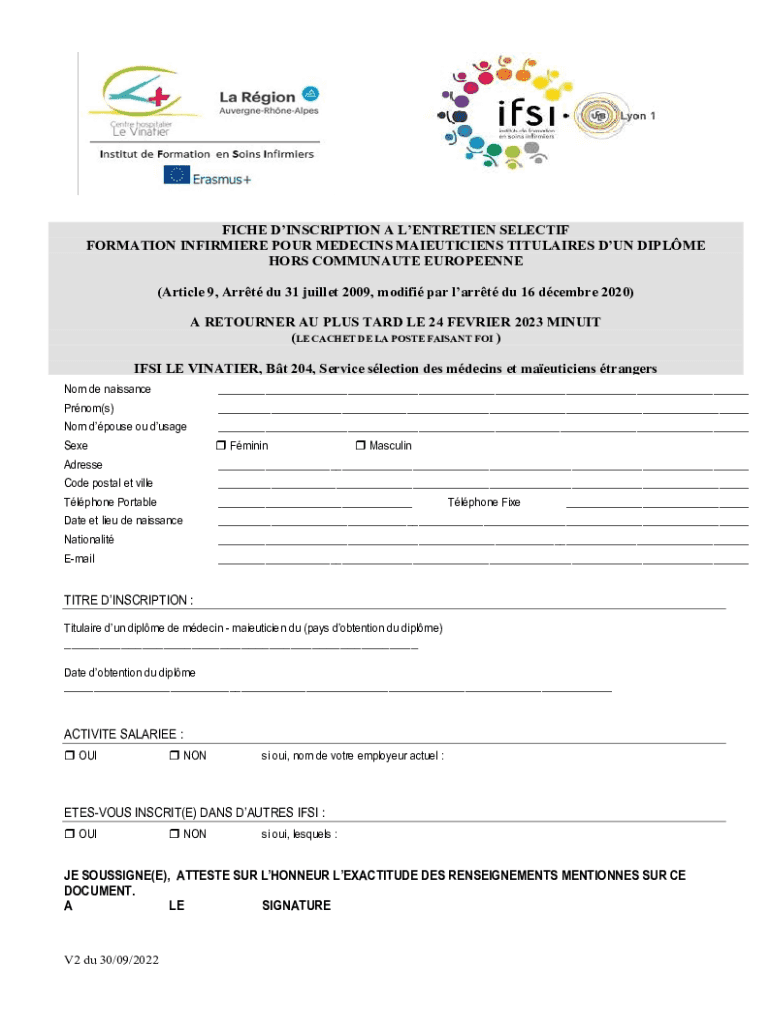 Remplissable En Ligne Infirmier pour les Titulaires d'un diplme de ...