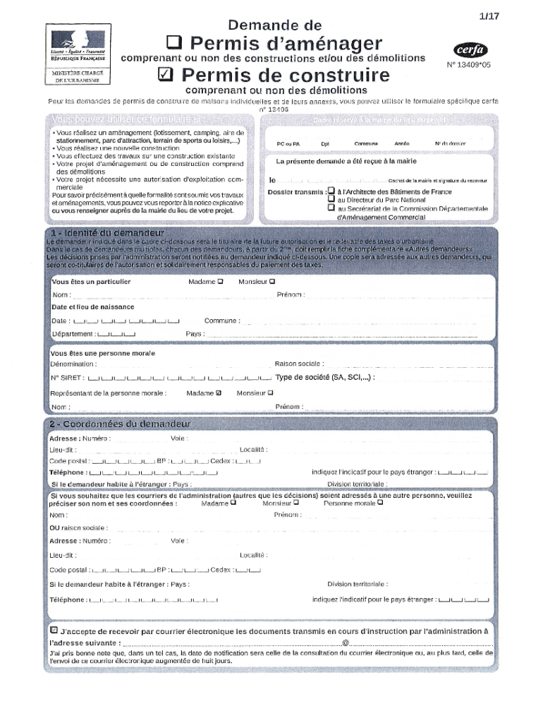 Remplissable En Ligne Demande de permis de construire (autre que portant sur ... Fax Email ...