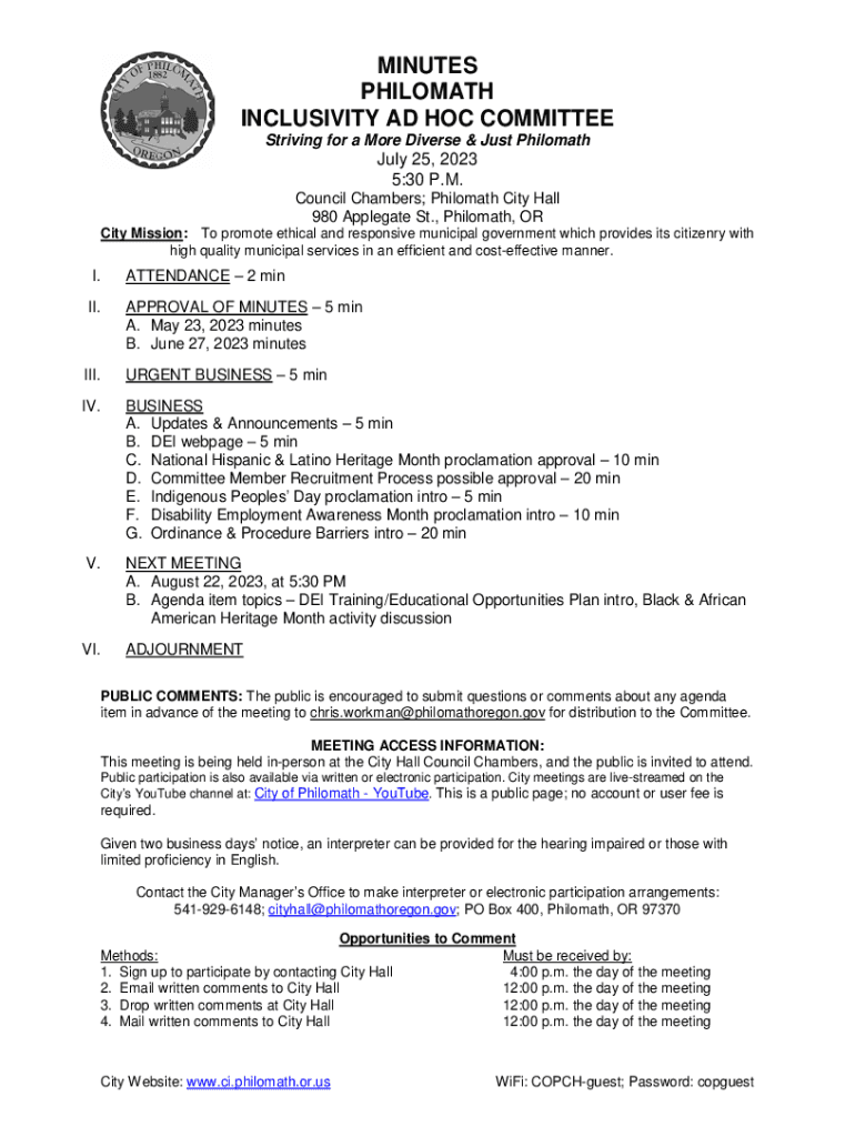Fillable Online League of Oregon Cities Nominating Committee AGENDA Fax ...