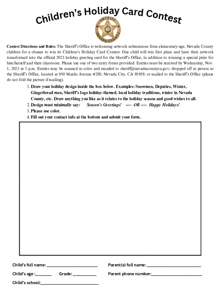 Fillable Online Holiday Card Contest By Sheriff's Department - KNCOKNCO ...