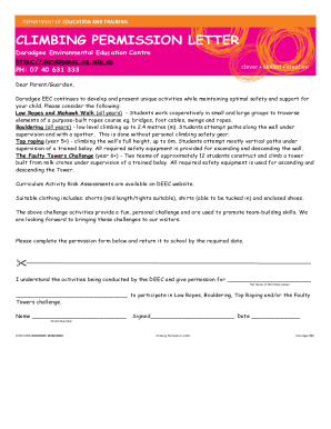 Fillable Online Climbing Permission Letter Fax Email Print - pdfFiller