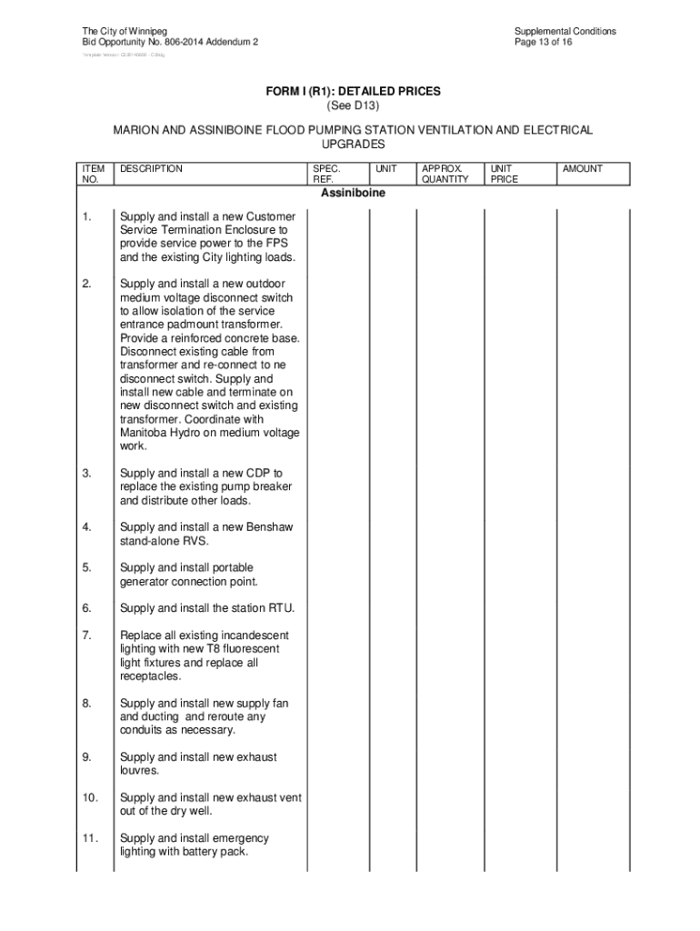 Fillable Online FORM I (R1): DETAILED PRICES (See D13) MARION AND ... Fax Email Print - pdfFiller