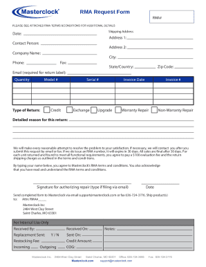 Fillable Online RETURN MATERIALS AUTHORIZATION (RMA) REQUEST ... Fax ...