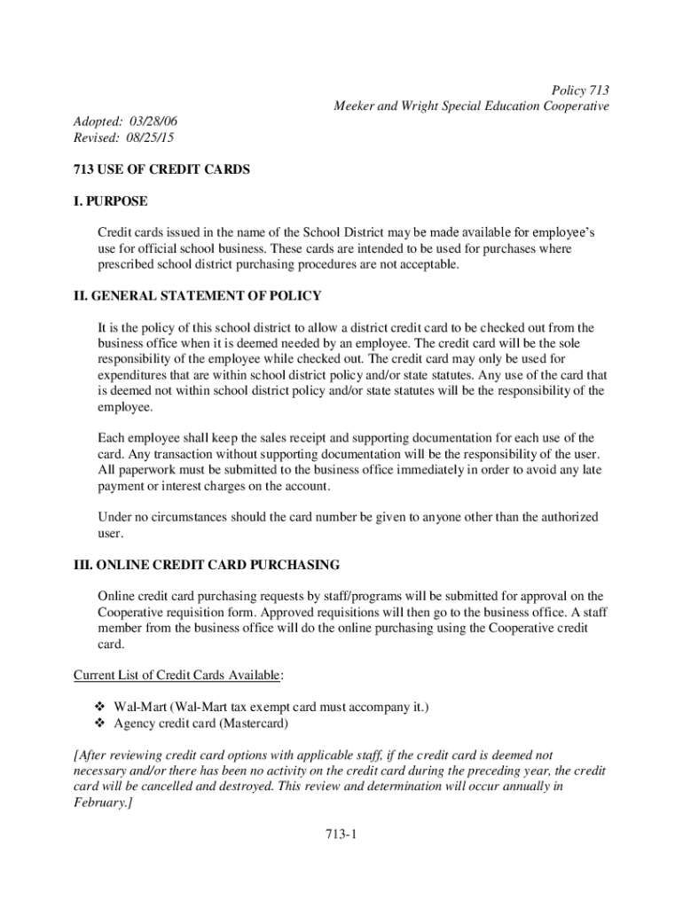 Fillable Online use of credit and purchasing cards Fax Email Print ...