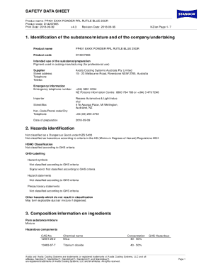 Fillable Online SAFETY DATA SHEET PC 20 BLUE RUTILE Fax Email Print ...