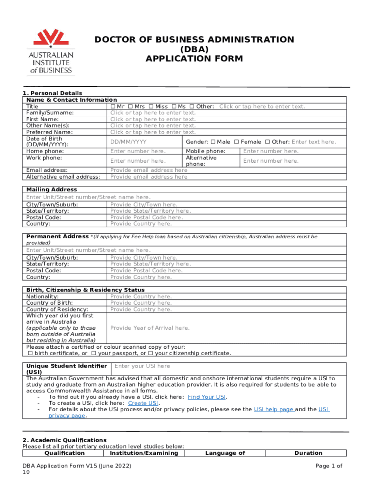 doctor of business administration (dba) application Doc Template ...