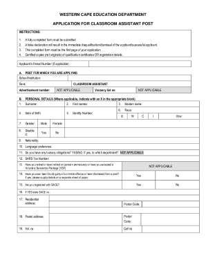 Fillable Online job description form - education assistants Fax Email ...