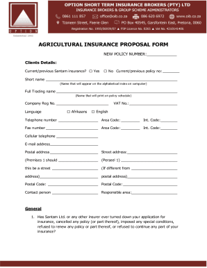 Fillable Online oib co AGRICULTURAL INSURANCE PROPOSAL FORM Fax Email ...