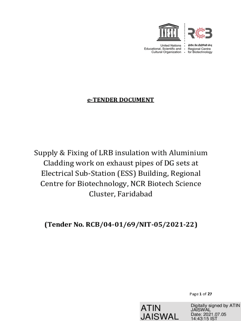 Fillable Online e-TENDER DOCUMENT SUPPLY & INSTALLATION OF ... Fax Email Print - pdfFiller