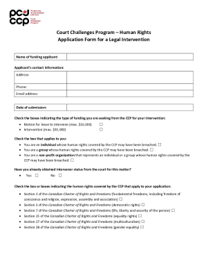 Fillable Online Human Rights Application Form for a Legal Intervention ...