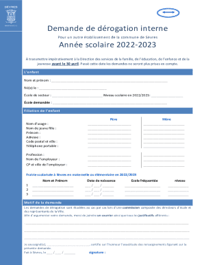 Remplissable En Ligne demande d'inscription scolaire hors commune de residence ... Fax Email ...