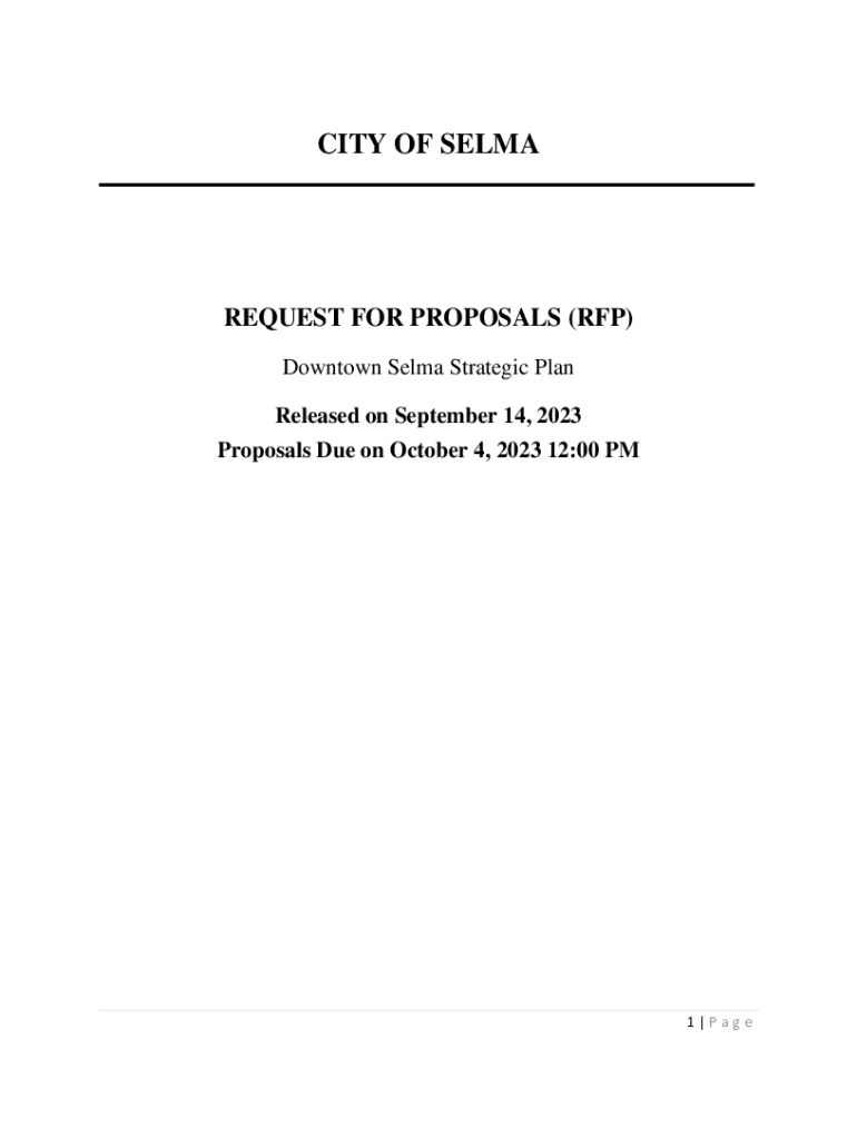 Fillable Online Request for Proposals (RFP) - Strategic Plan Consultant ...