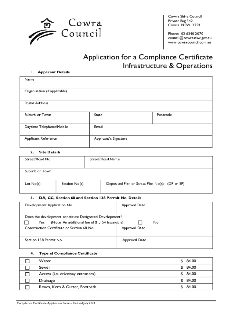 Fillable Online application-for-a-compliance-certificate. ... Fax Email ...