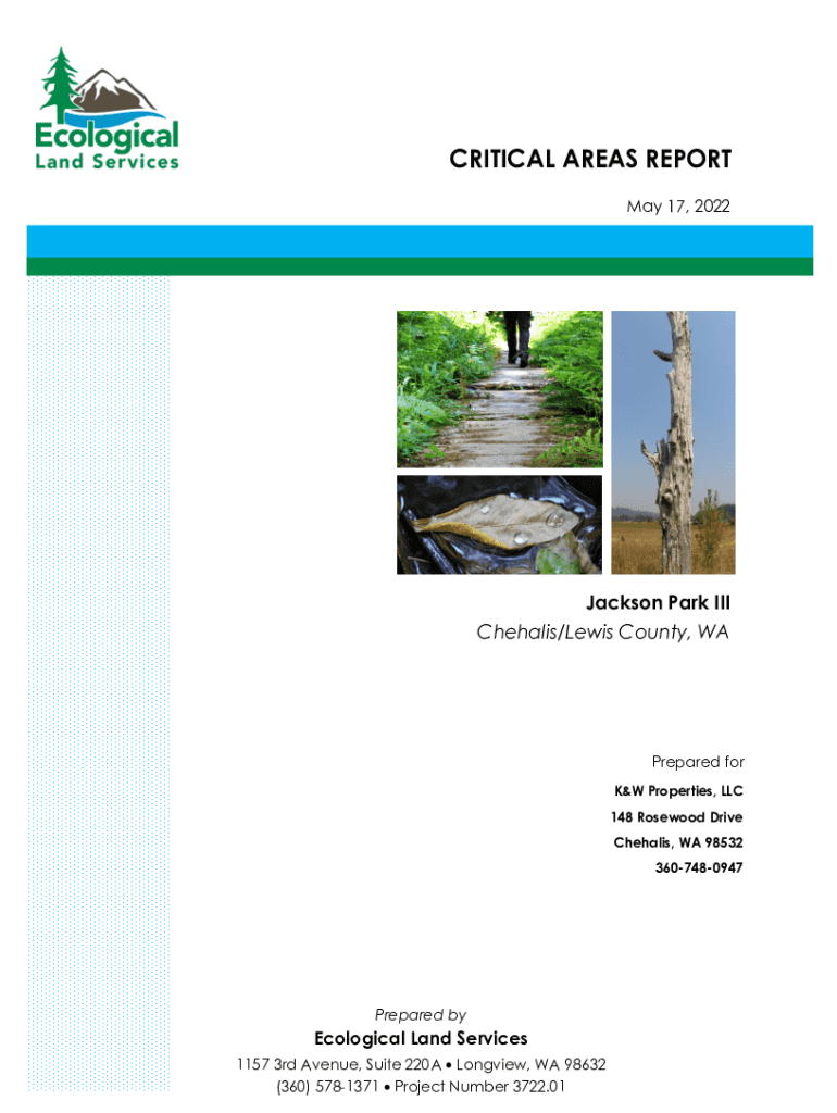 Fillable Online Critical Areas Report - City of Chehalis Fax Email ...