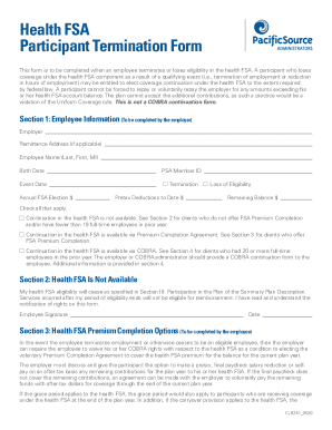 Fillable Online Health FSA Participant Termination Form Fax Email Print ...