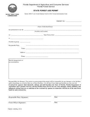 Fillable Online Ref-05745 State Forest Use Permit (FDACS-11228 Rev. 07 ...