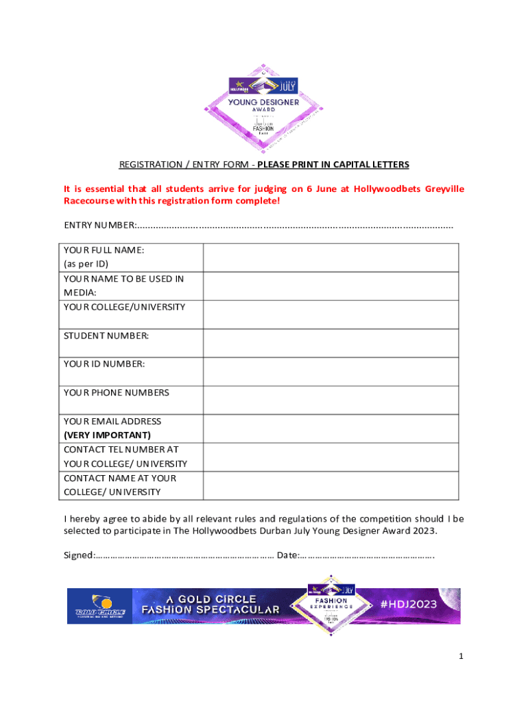 Fillable Online REGISTRATION / ENTRY FORM Fax Email Print - pdfFiller
