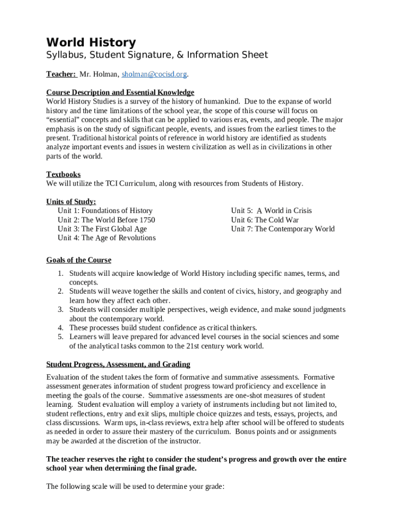 8th Grade World History Syllabus - Ms. Jenetia Carter Doc Template ...