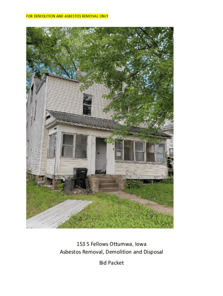 Fillable Online 153 S Fellows Ottumwa, Iowa Asbestos Removal ...