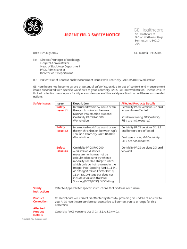 Fillable Online Fillable Online mhra gov URGENT FIELD SAFETY NOTICE ...