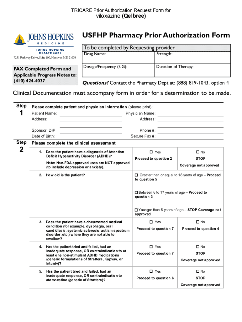 Fillable Online Qelbree Prior Authorization Request Form Fax Email ...