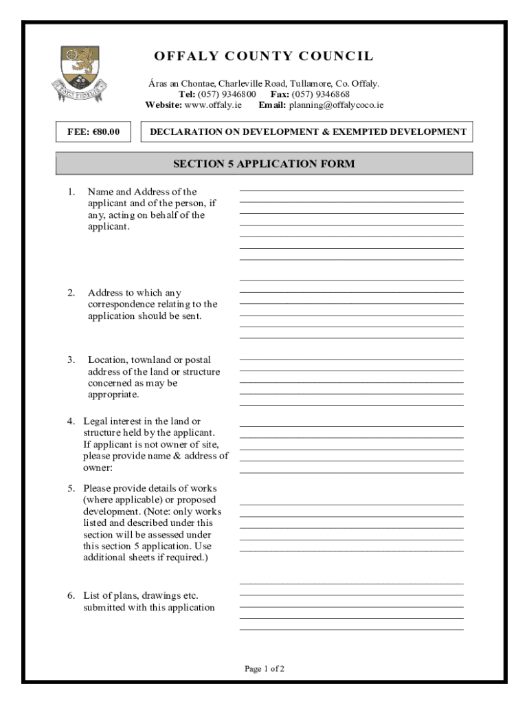 Fillable Online Application Form for Section 5 Declaration Fax Email ...