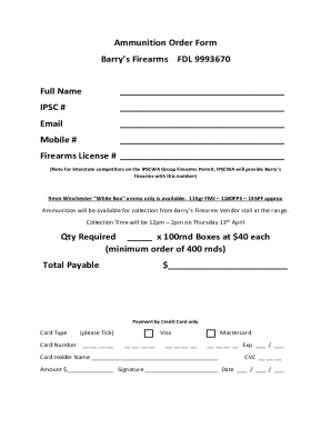 Fillable Online Ammunition Order Form Fax Email Print - pdfFiller