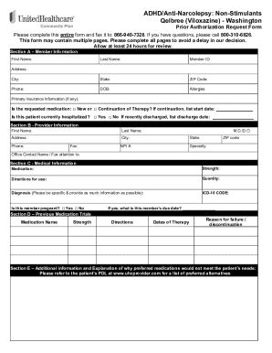 Fillable Online ADHD Medications Prior Authorization Form Fax Email ...