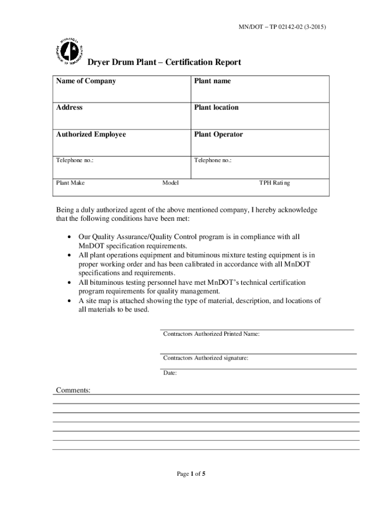 Fillable Online plant - inspection - Search - MnDOT Fax Email Print ...