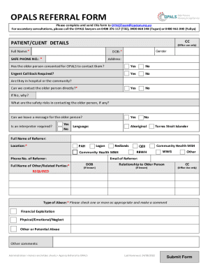 Fillable Online OPALS Referral FormOPALSMSH. OPALS Referral Form Fax Email Print - pdfFiller