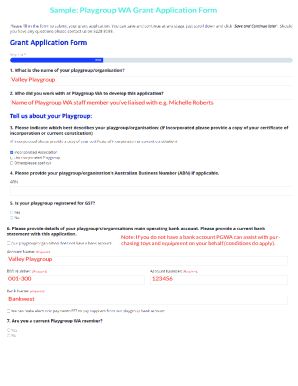 Fillable Online Sample: Playgroup WA Grant Application Form Fax Email ...