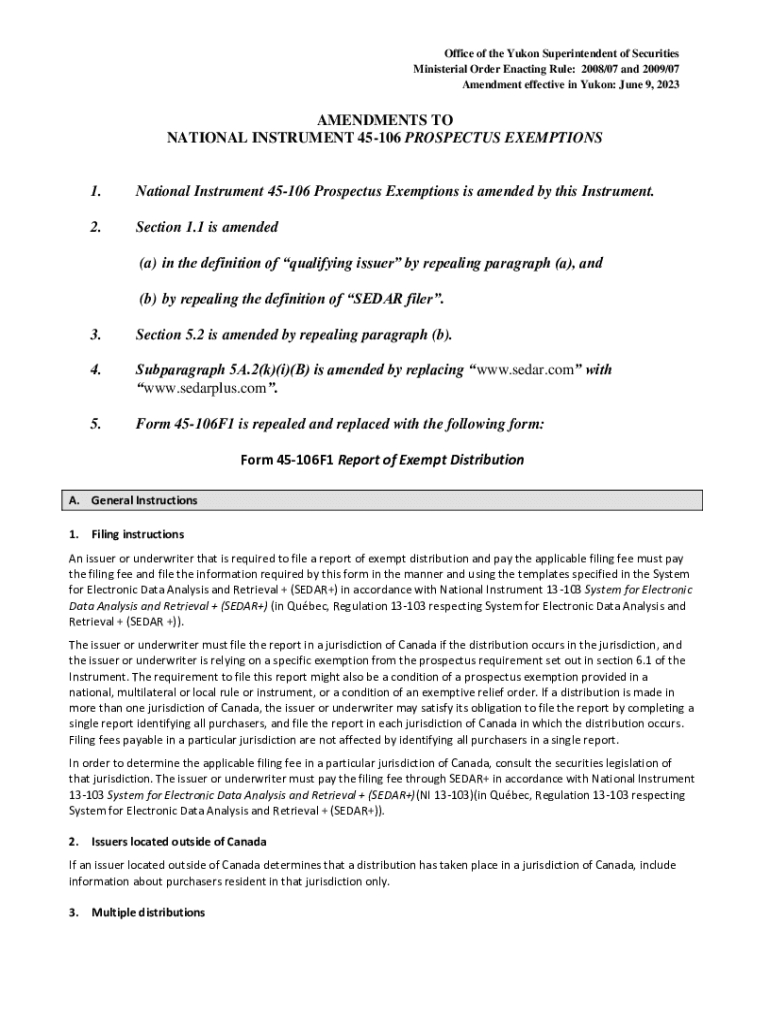 Fillable Online National Instrument 45-106 prospectus and registration ... Fax Email Print ...