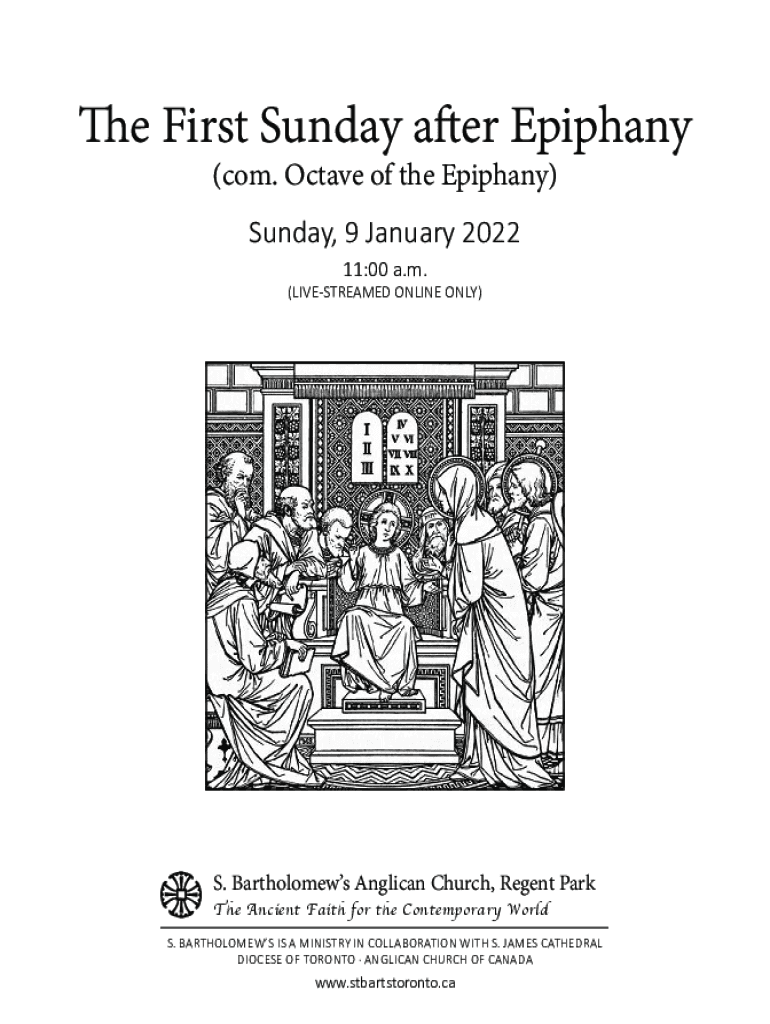 Fillable Online The First Sunday after Epiphany Fax Email Print - pdfFiller