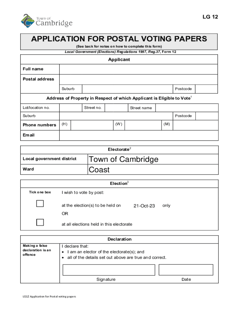 Fillable Online Postal voting - NSW Electoral Commission Fax Email ...