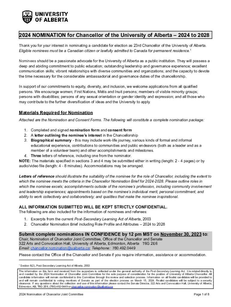 Fillable Online 2024-2028 Chancellor Nomination Form - FINAL Fax Email Print - pdfFiller